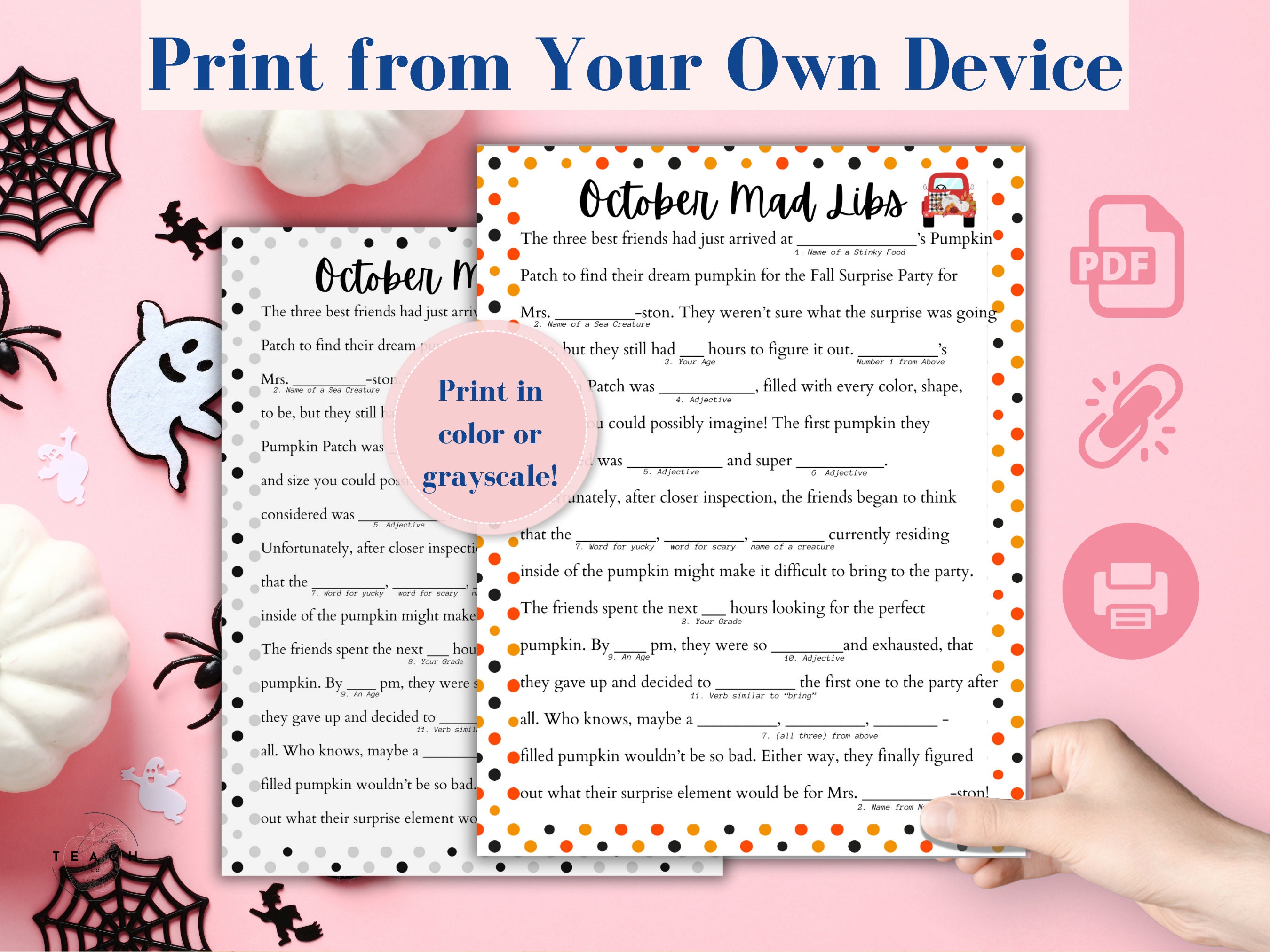 Halloween Mad Libs Non-spooky Game Printable for Elementary and Middle ...