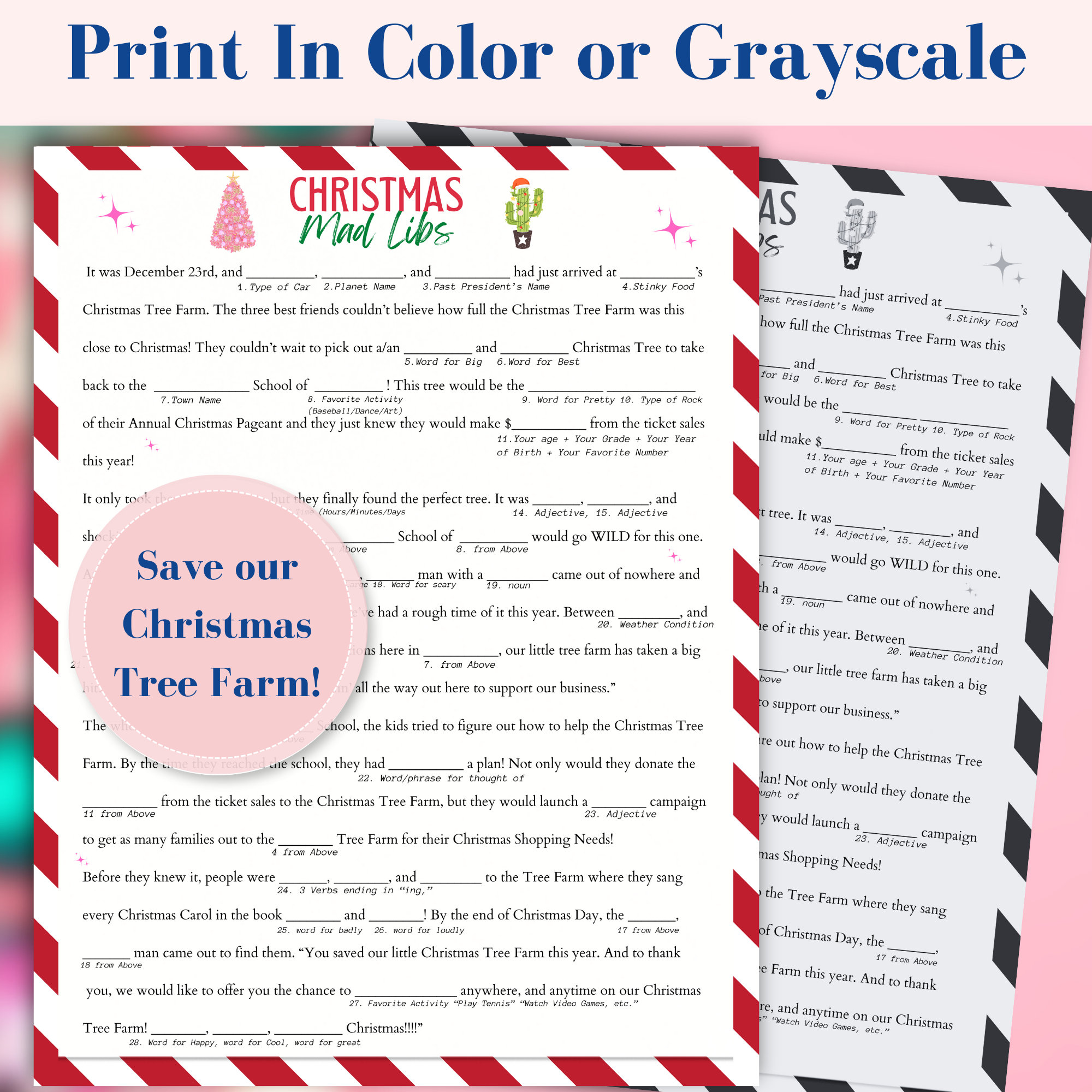 Christmas Mad Lib Kid Christmas Activity Holiday Mad Lib Xmas Game ...