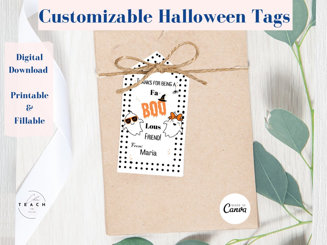 Trick or Treat Tags Printable and Editable Kids Halloween Gift Tags for ...