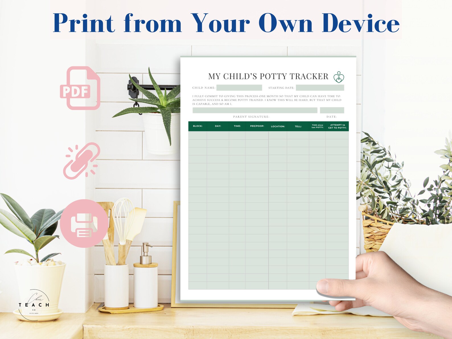 Potty Training Tracker Printable Girl Potty Training Boy Potty Training ...
