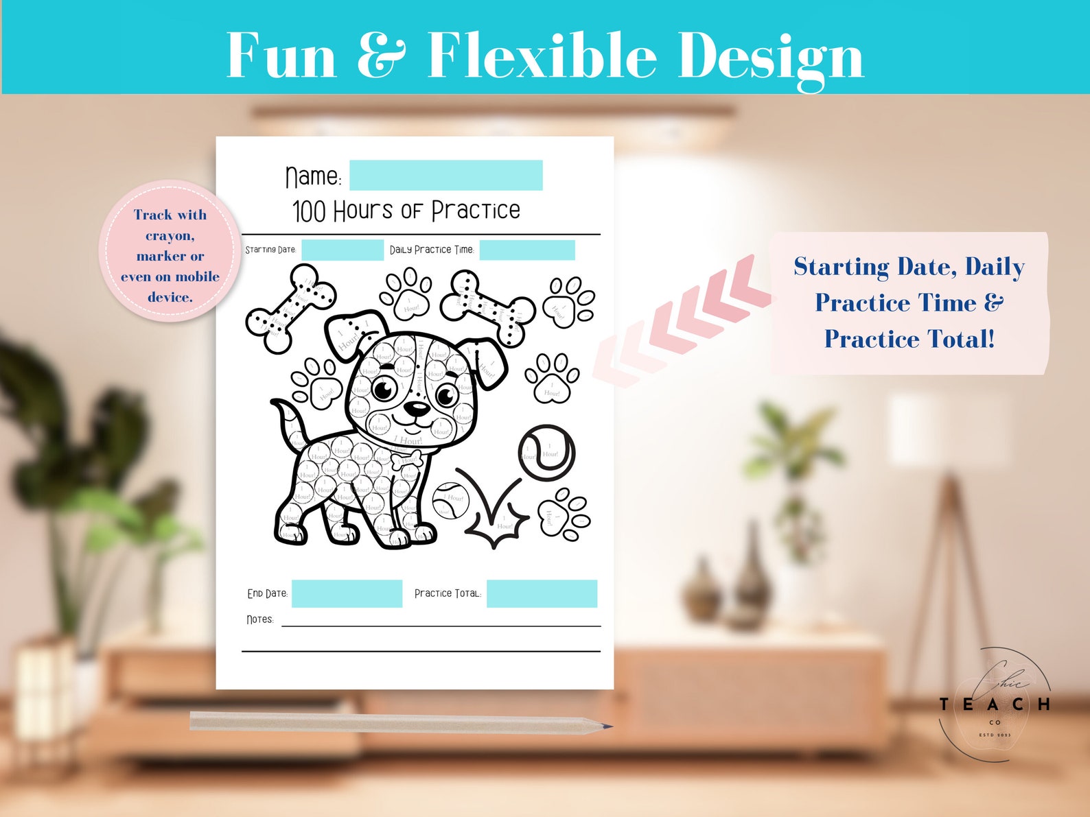 Digital Practice Chart for Kids! Printable Practice Challenge With ...