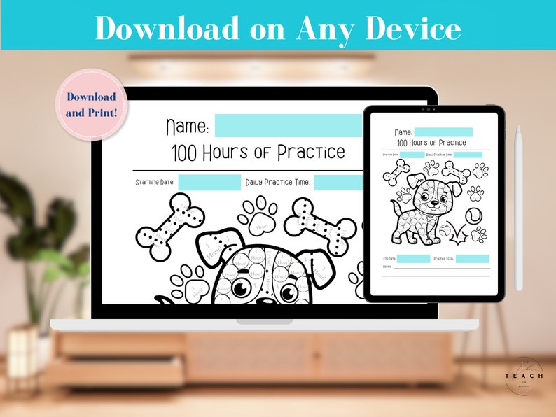 Digital Practice Chart for Kids! Printable Practice Challenge With ...