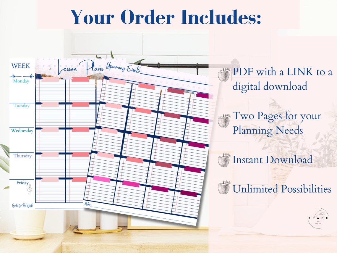 Printable Lesson Plan Book Pages for Teachers and Homeschool Weekly ...