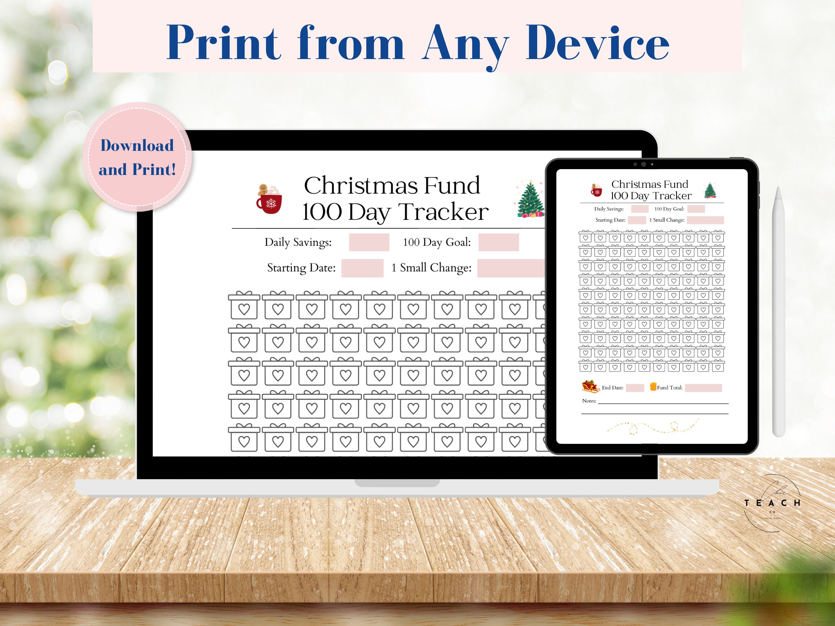 100 Day Challenge Holiday Savings Fund Christmas Countdown Printable to ...