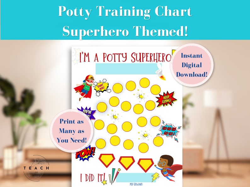 Potty Training Chart Boy Printable Potty Training Chart Superhero Chart ...