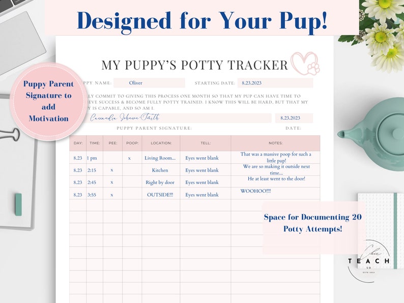 Puppy Potty Training Minimalist Chart and Tracker Printable - Etsy