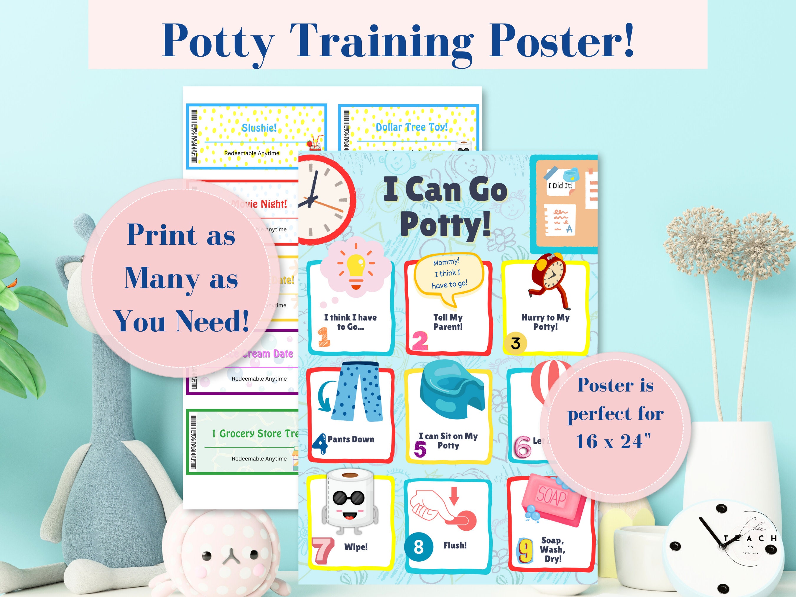 Potty Training Chart Bundle Montessori Potty Chart Boy Printable Girl ...