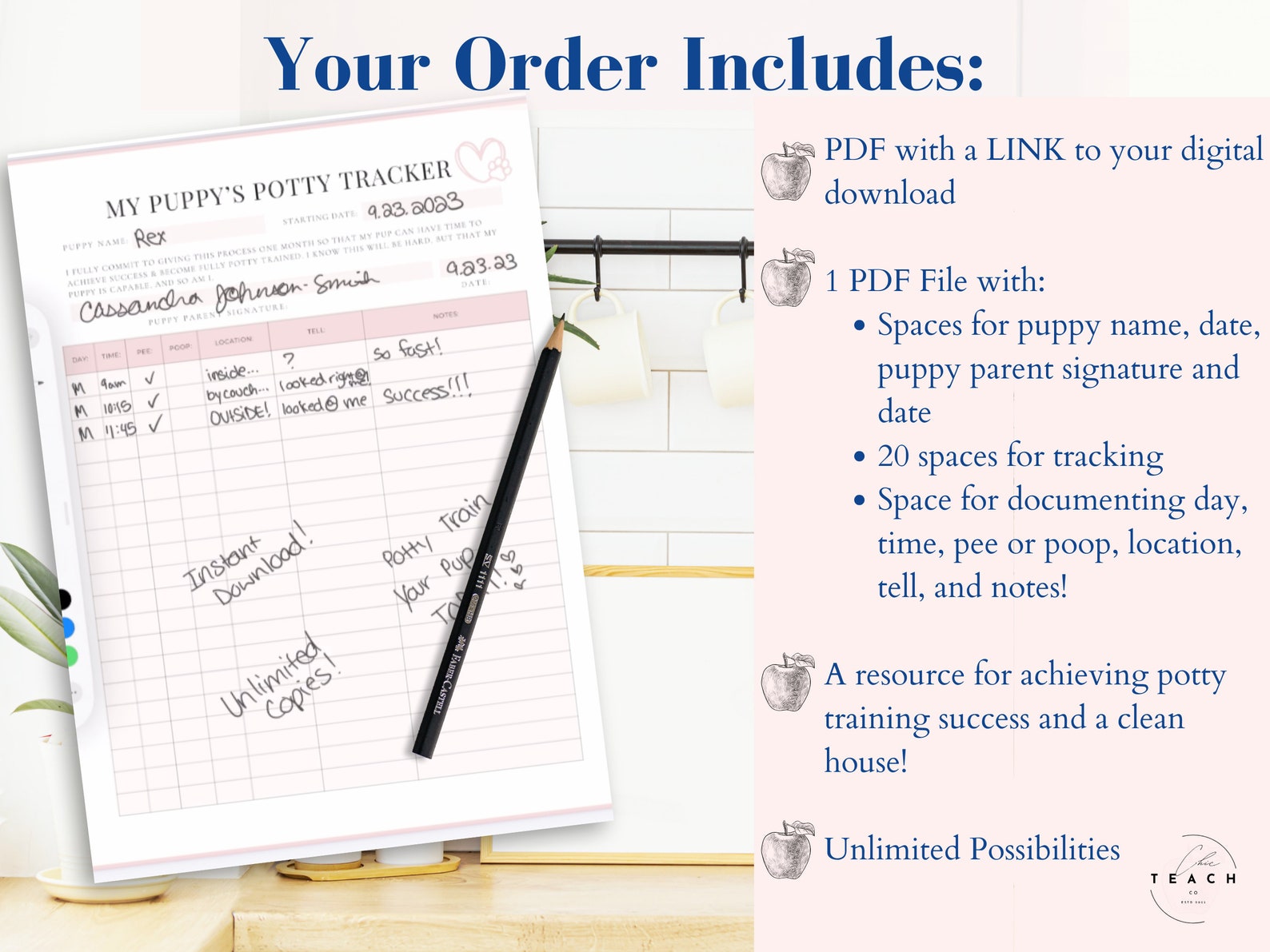 Puppy Potty Training Minimalist Chart and Tracker Printable - Etsy