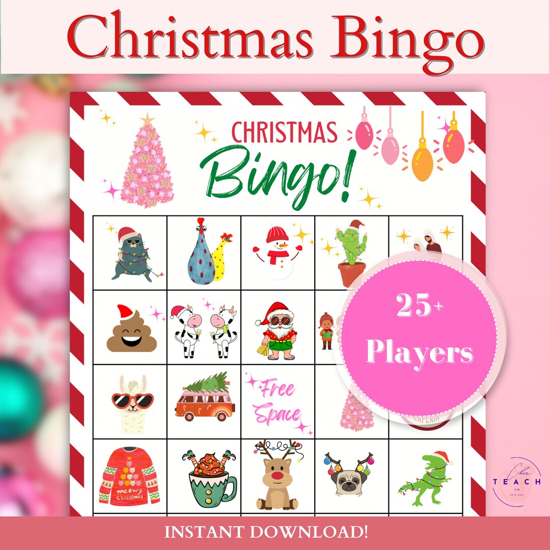 Christmas Bingo Card Printable Class Game Bingo Kid Bingo Board Game ...