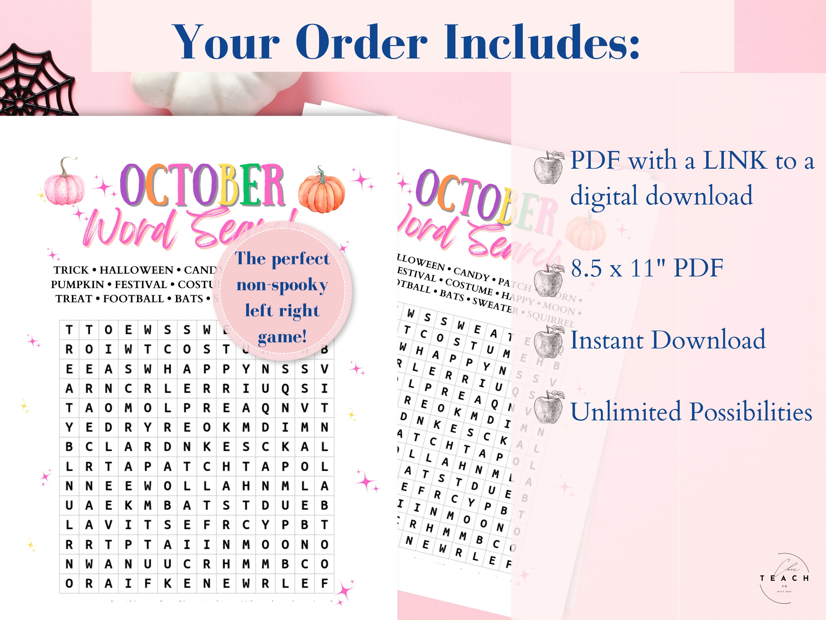 Halloween Word Search Puzzle Word Search Party Game Non Scary - Etsy