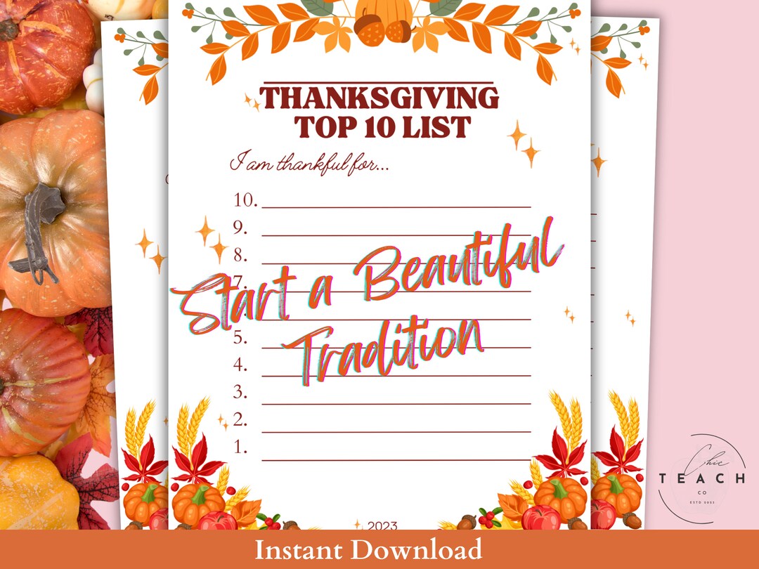 Thanksgiving Thankful List Family Gratitude Activity Kid Friendsgiving ...