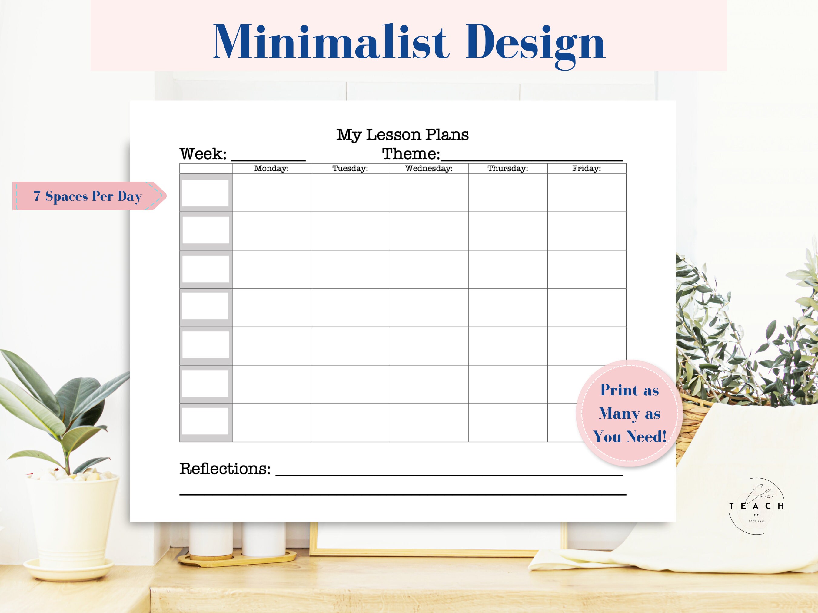 Printable Lesson Plan Template Teacher Homeschool Weekly Teacher Lesson ...