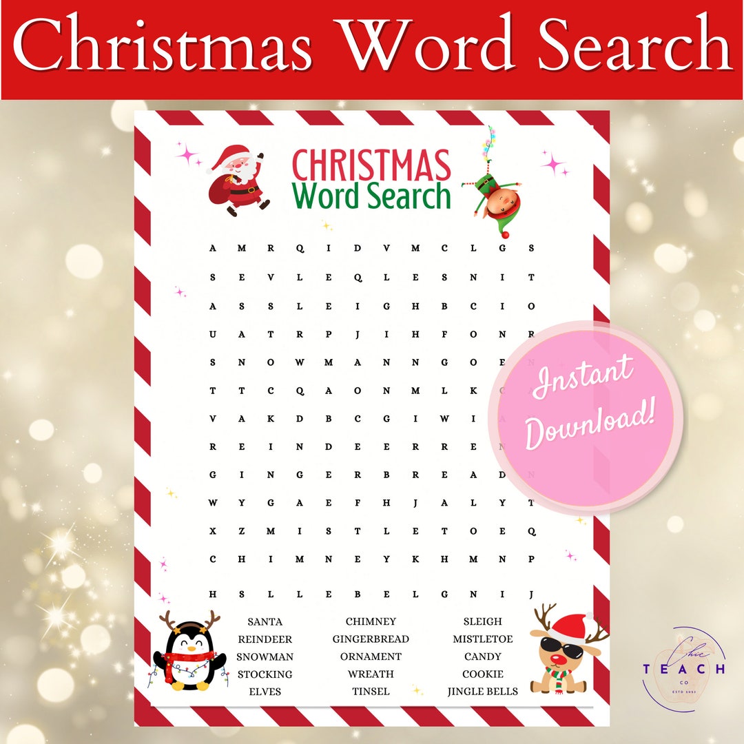 Christmas Word Search Kid Word Game Christmas Activity Kid Winter ...