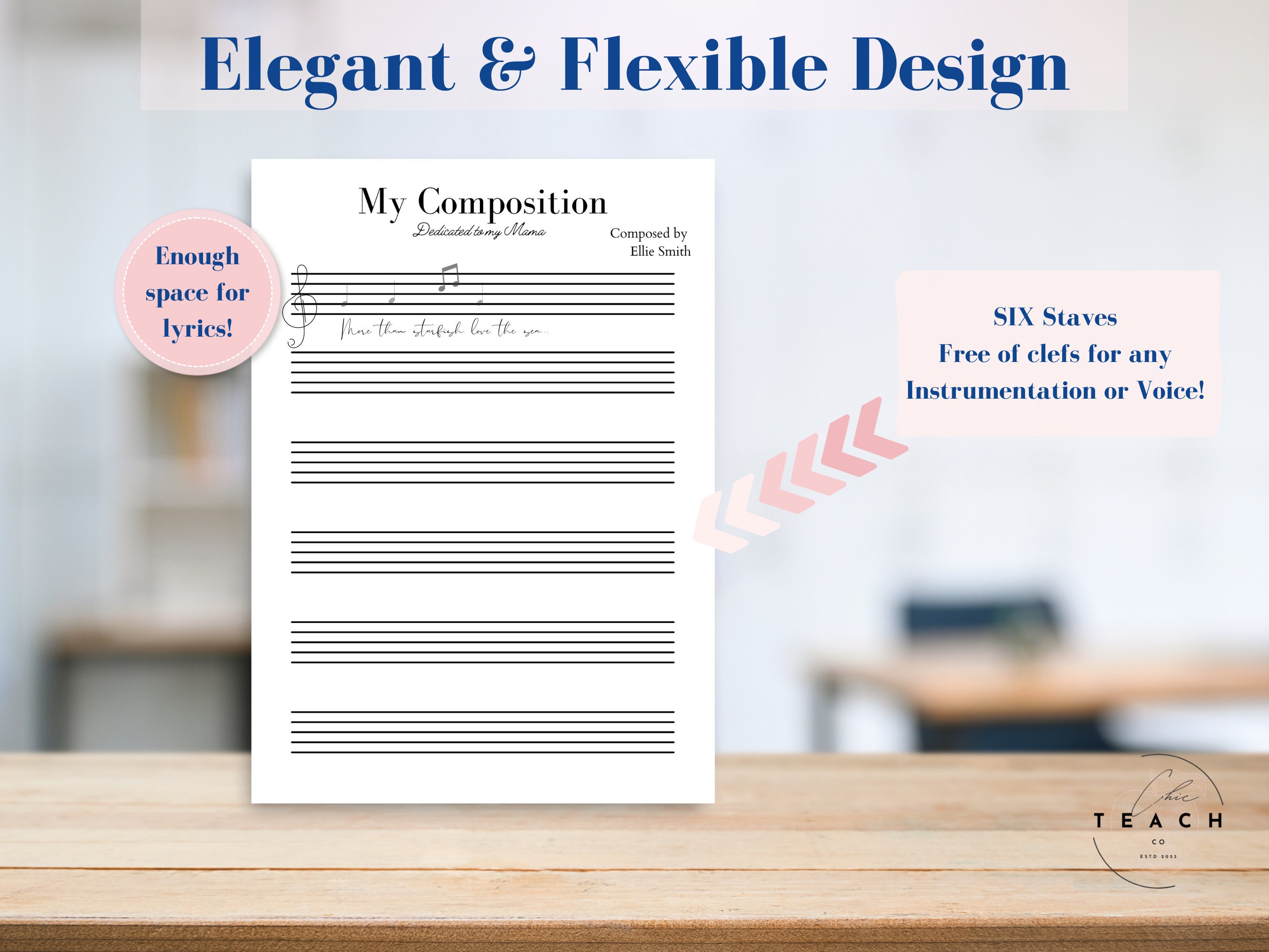Staff Paper Editable Digital Blank Sheet Music Composer Printable ...