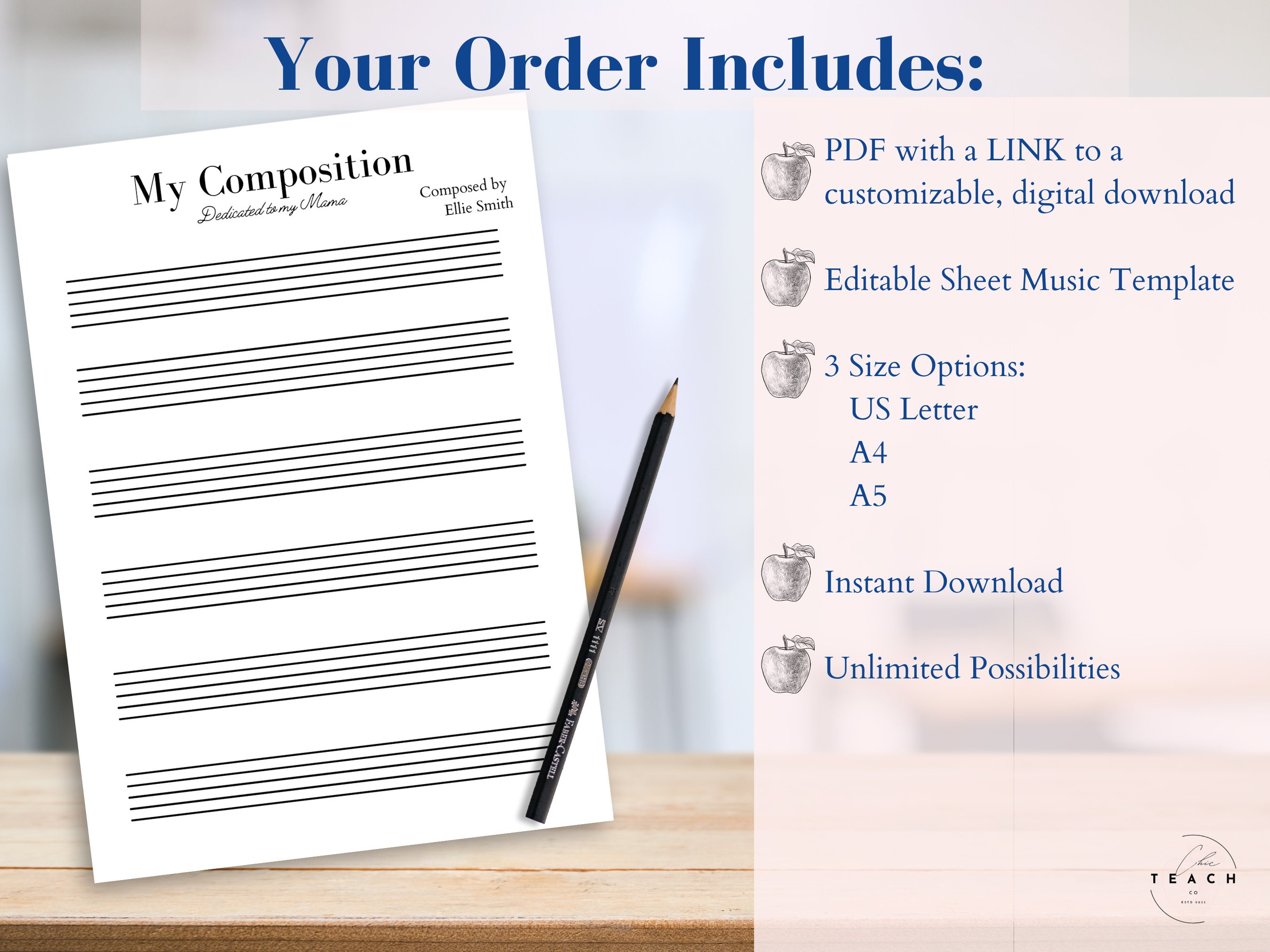 Staff Paper Editable Digital Blank Sheet Music Composer Printable ...