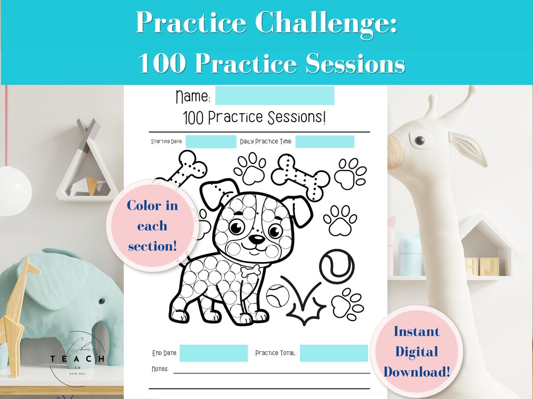Practice Chart Kid Printable Practice Challenge Puppy Dog Practice ...