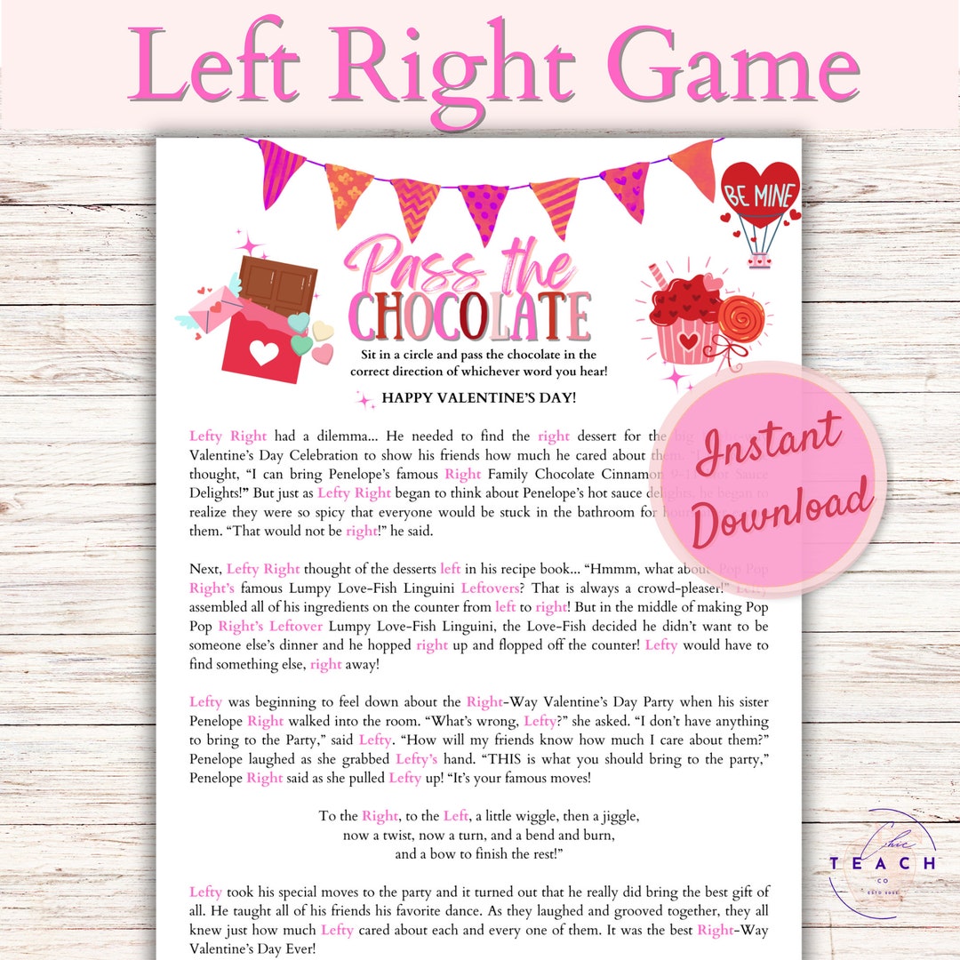 Left Right Game Kid Valentine Day Party Pass the Gift Game Preschool ...