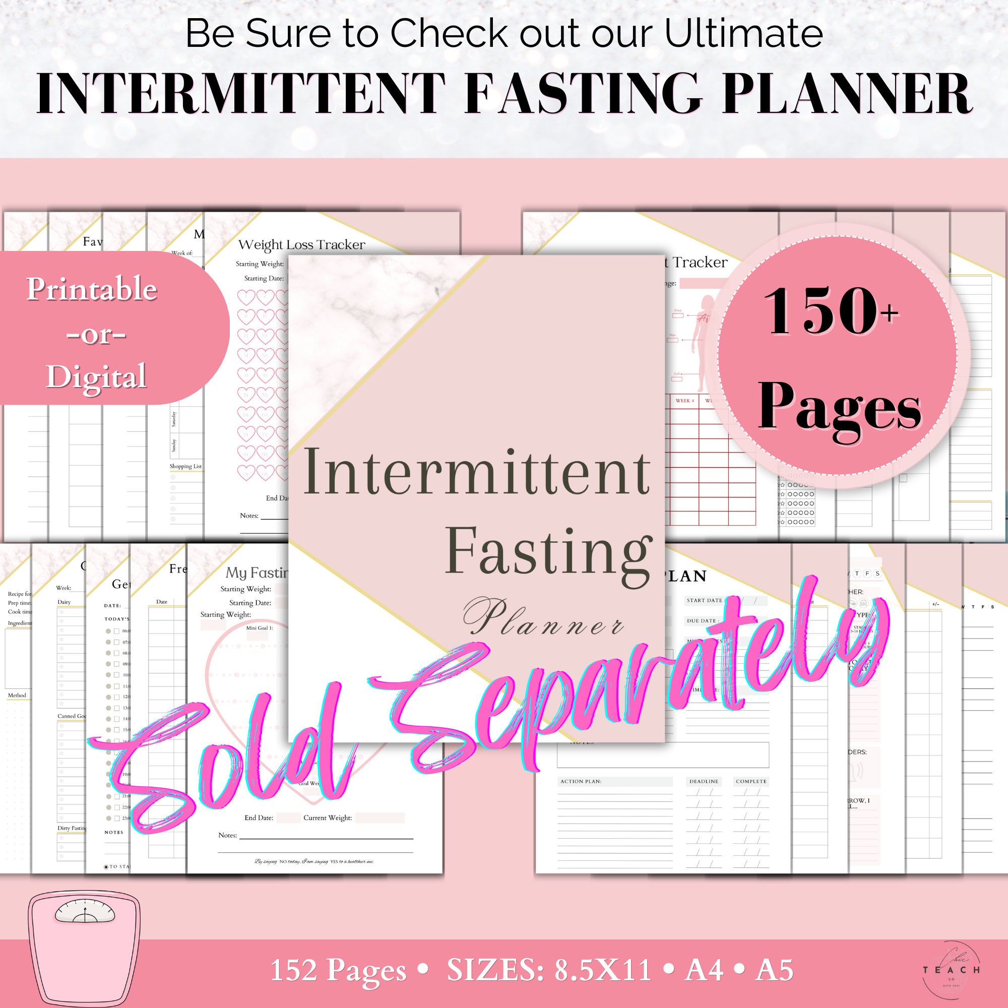 Weight Loss Tracker Intermittent Fasting Plan Weight Log IF Daily ...