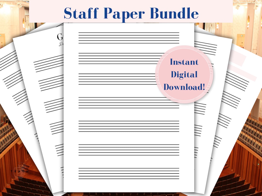 Staff Paper Bundle Printable, US Letter Size for Composers Blank Sheet ...