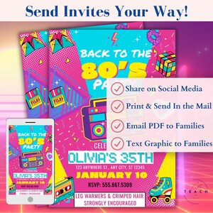 80s Party Invitation Decades Party Flyer 80s Theme Invite Editable Back ...