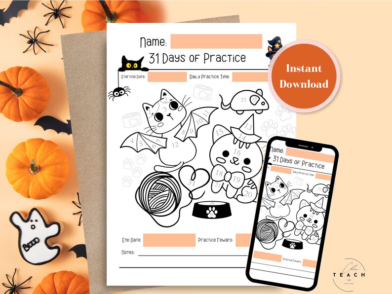 Digital Practice Chart for Kids! Printable Practice Challenge With ...