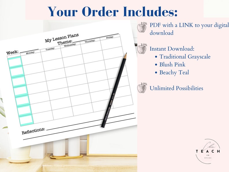 Printable Lesson Plan Template Teacher Homeschool Weekly Teacher Lesson ...