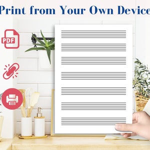 Manuscript Paper for Musicians and Composers Instant Download of Staff ...
