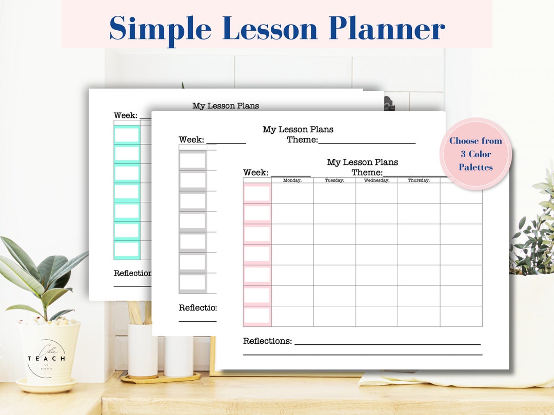 Printable Lesson Plan Template Teacher Homeschool Weekly Teacher Lesson ...
