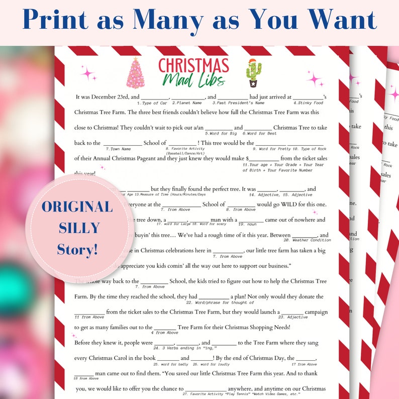 Christmas Mad Lib Kid Christmas Activity Holiday Mad Lib Xmas Game ...