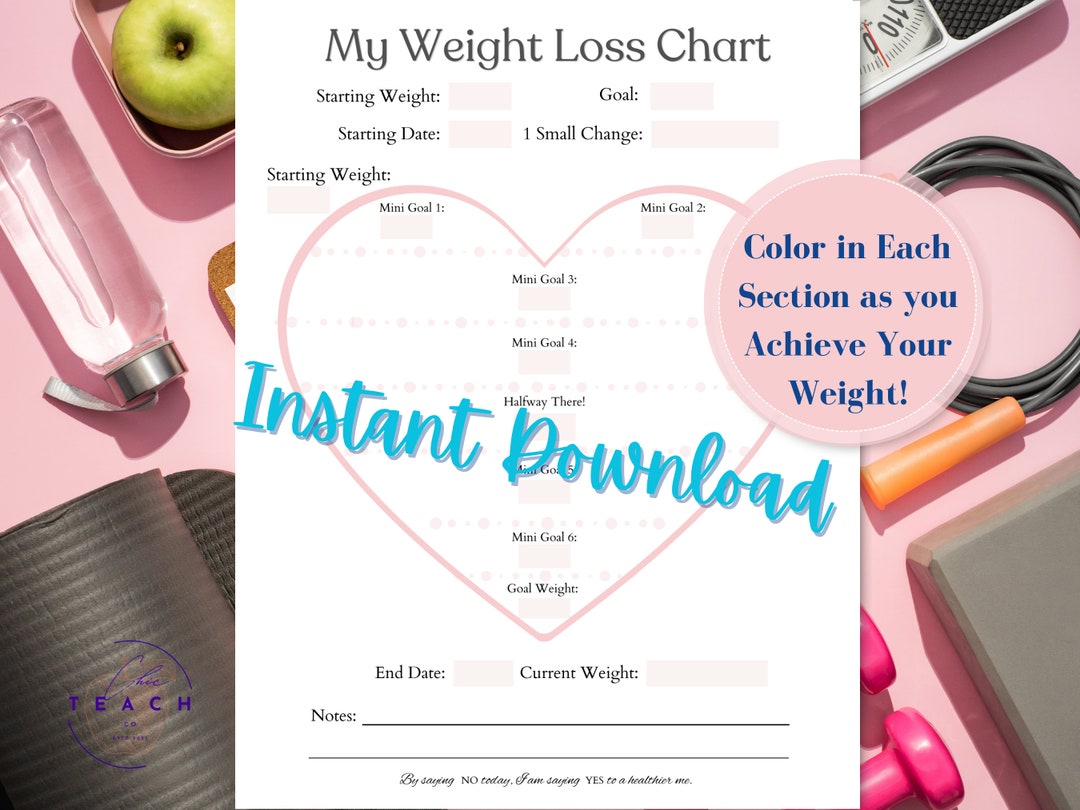 Weight Loss Tracker Printable Pink Planner Weight Loss Chart Printable ...