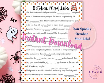 3 Fun Halloween Mad Libs Printable Fall Games Activity for - Etsy