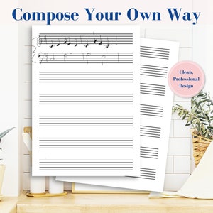 Manuscript Paper for Musicians and Composers Instant Download of Staff ...