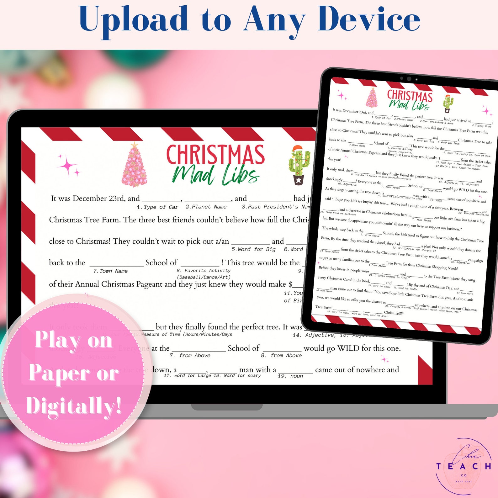 Christmas Mad Lib Kid Christmas Activity Holiday Mad Lib Xmas Game ...