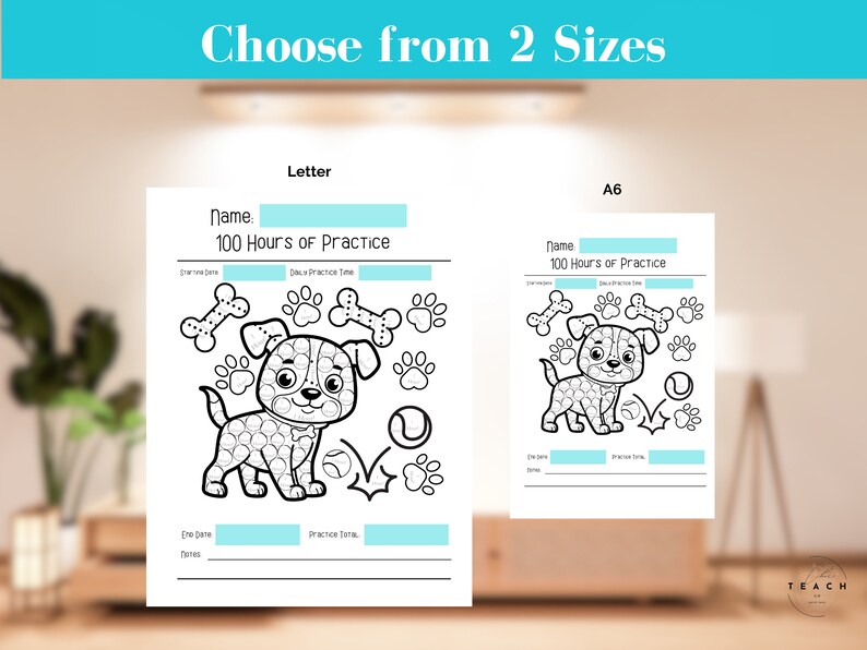 Digital Practice Chart for Kids! Printable Practice Challenge With ...