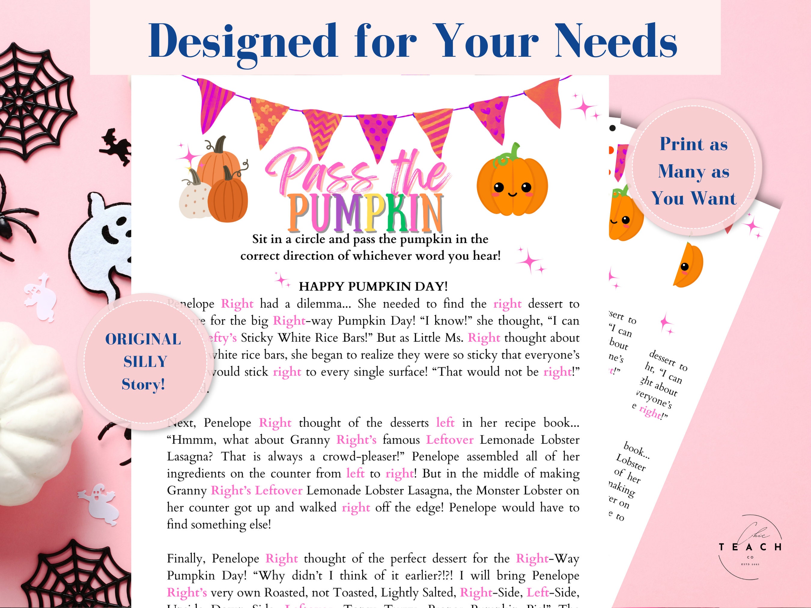 Left Right Game Halloween Party | Pass the Gift Game Printable for ...