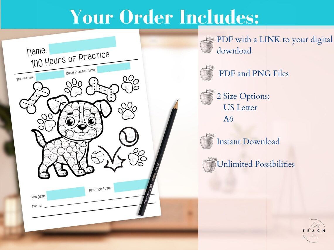 Digital Practice Chart for Kids Printable Practice Challenge - Etsy