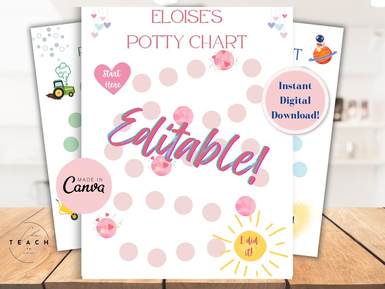 Potty Training Chart Printable Girl Potty Training Boy Editable Potty ...