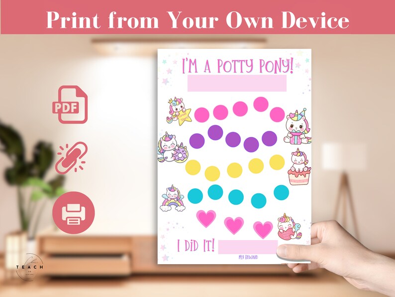Potty Training Chart Girl Potty Chart Printable Unicorn Potty Chart ...