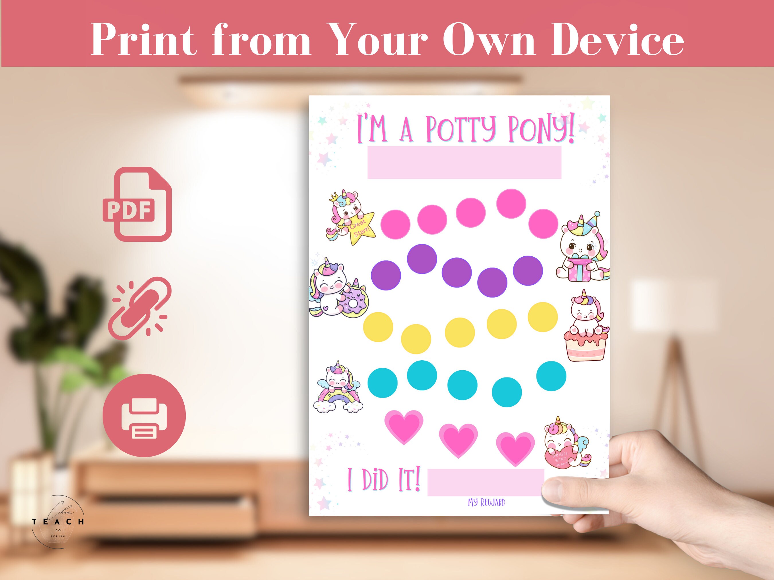 Potty Training Chart Girl Potty Chart Printable Unicorn Potty Chart ...