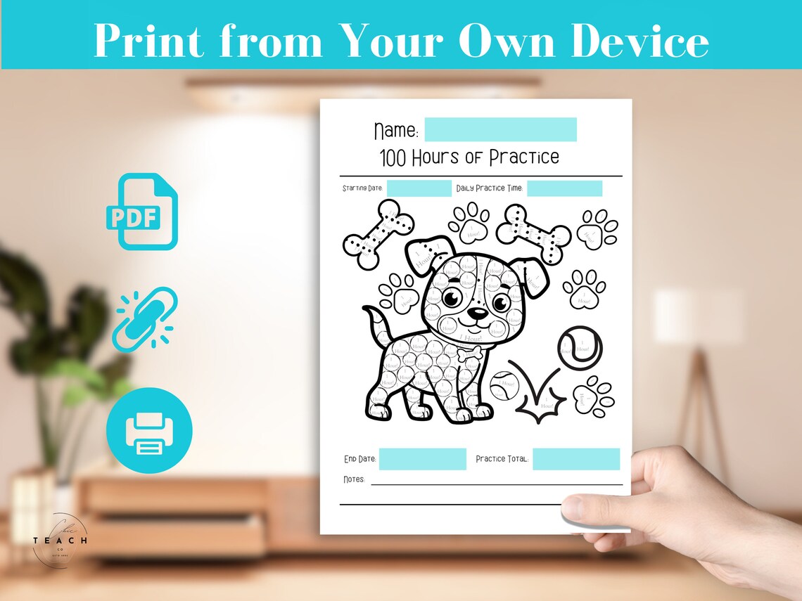 Digital Practice Chart for Kids Printable Practice Challenge - Etsy