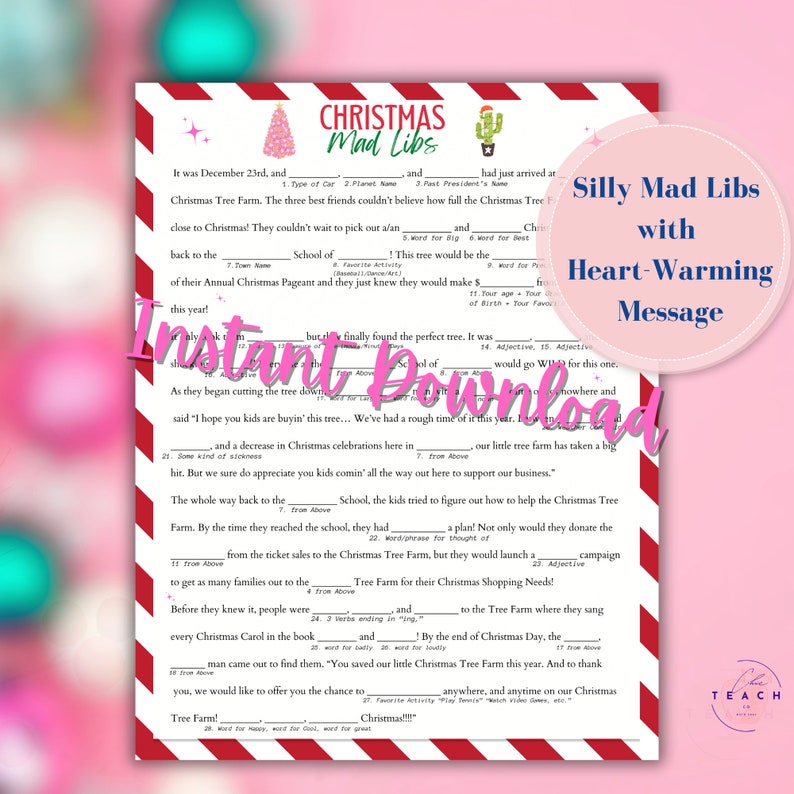 Christmas Mad Lib Kid Christmas Activity Holiday Mad Lib Xmas Game ...