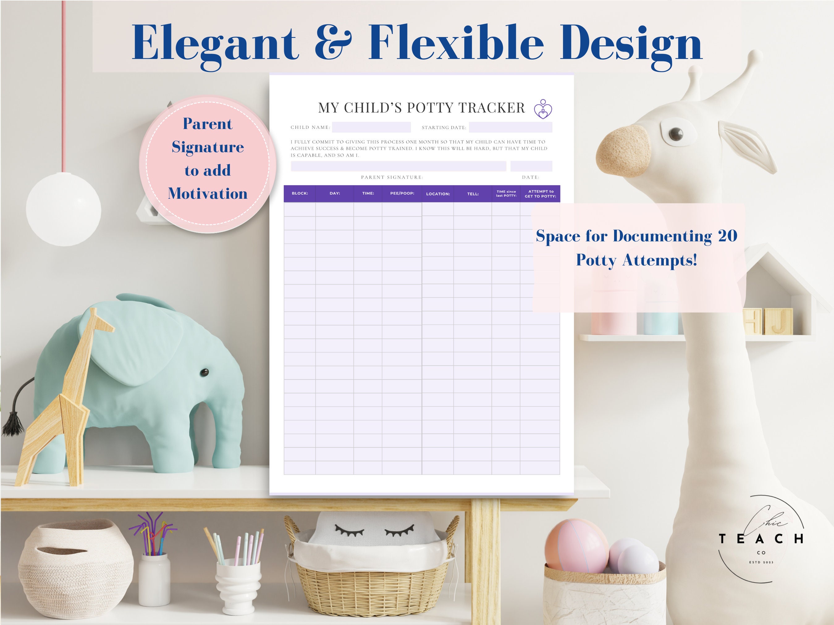 Potty Training Tracker Printable Girl Potty Training Boy Potty Training ...