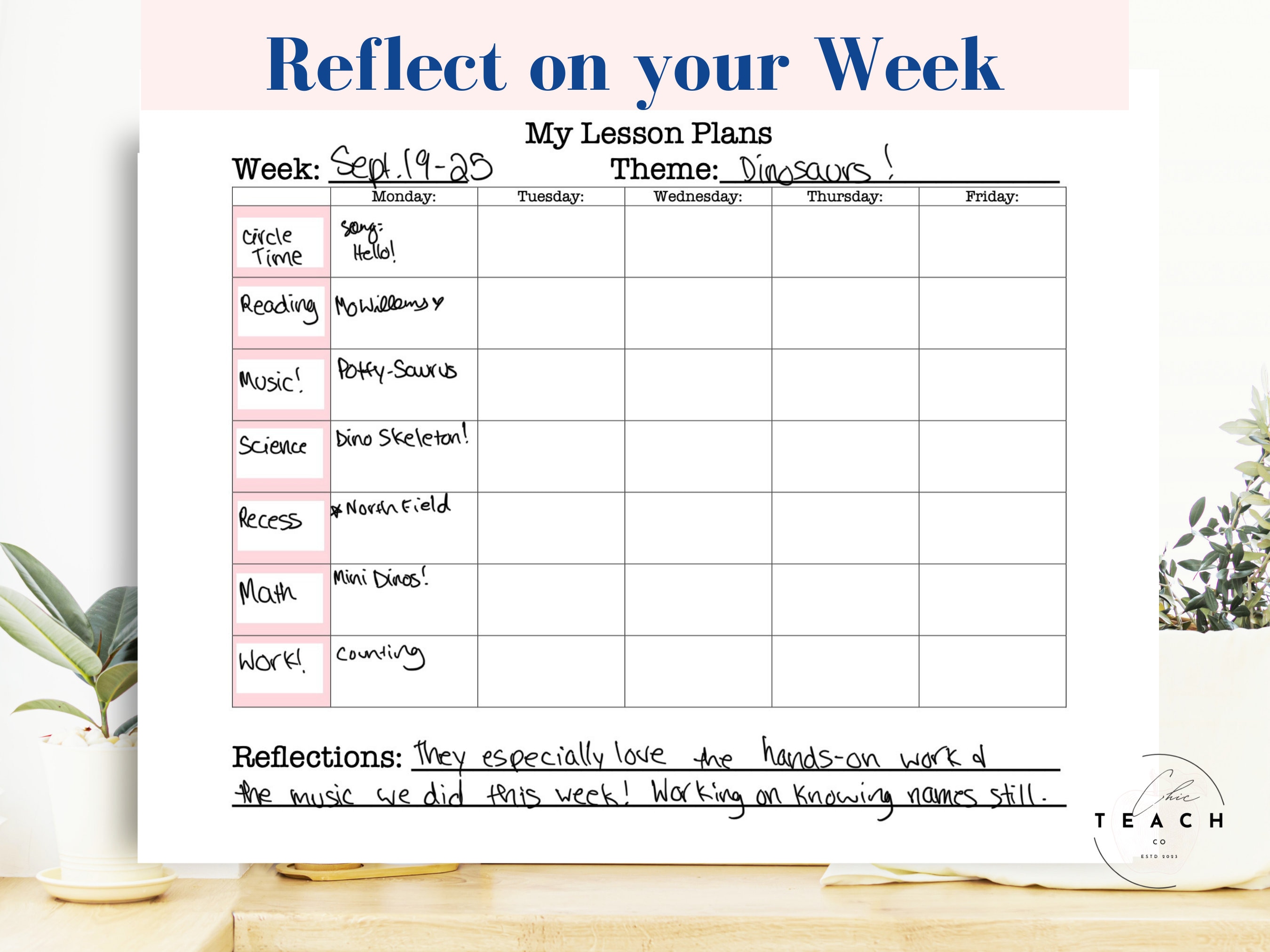 Printable Lesson Plan Template Teacher Homeschool Weekly Teacher Lesson ...