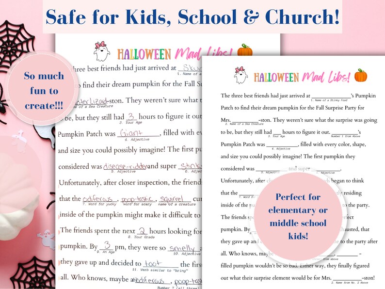 Mad Libs Halloween Game Printable for Elementary and Middle School Kids ...