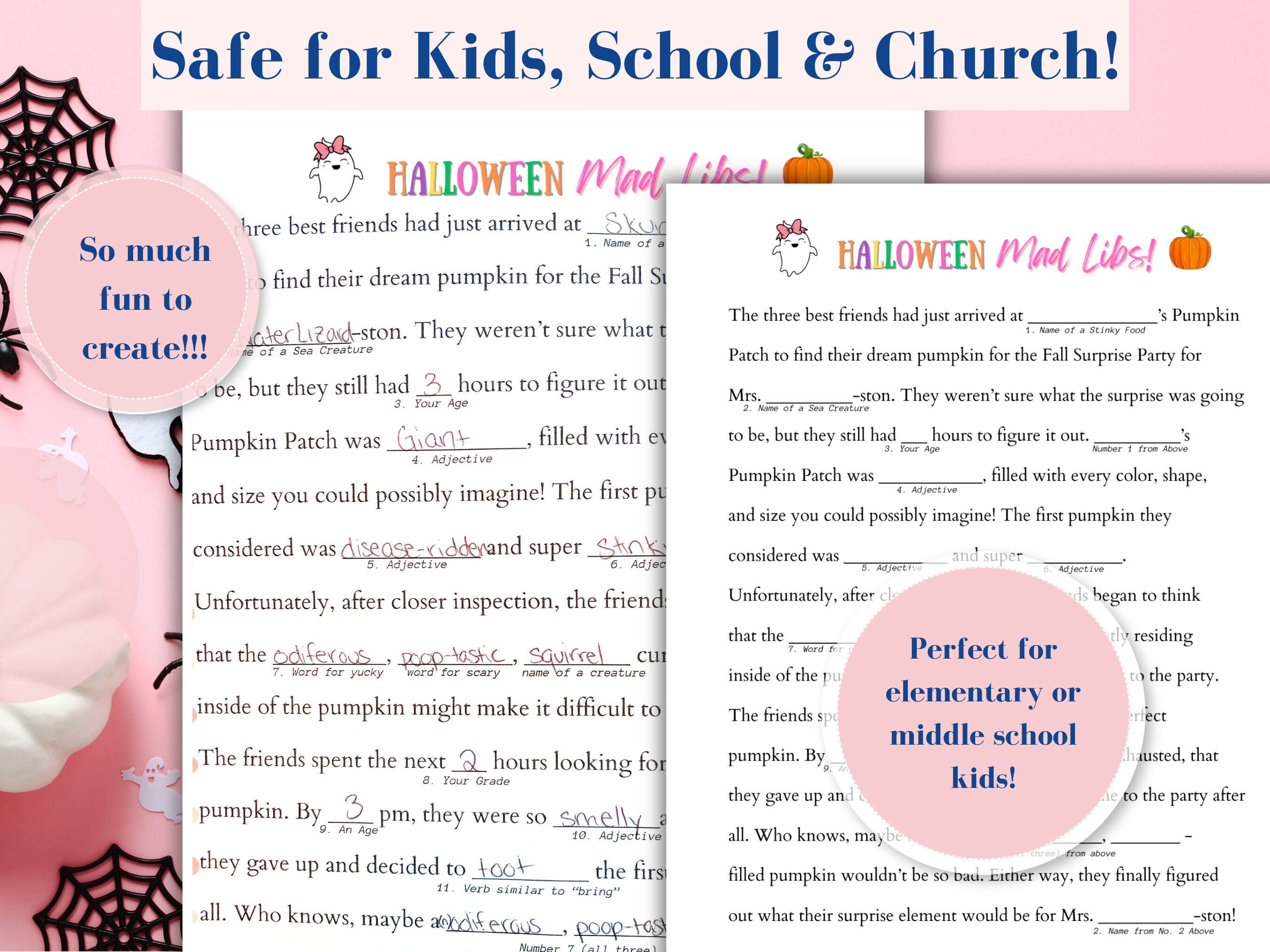 Mad Libs Halloween Game Printable for Elementary and Middle School Kids ...