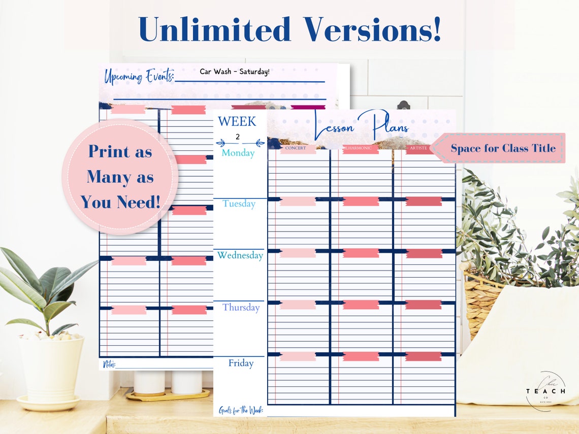 Printable Lesson Plan Book Pages for Teachers and Homeschool Weekly ...