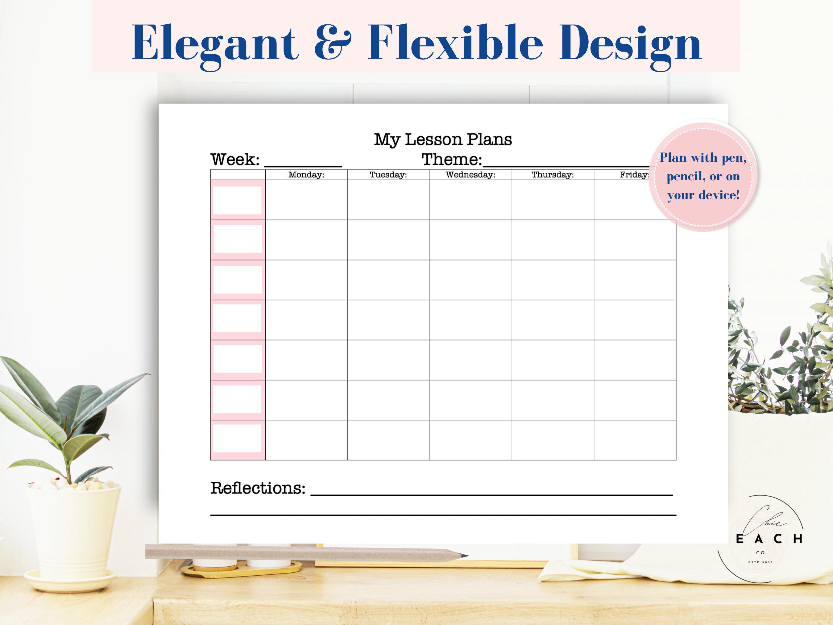 Printable Lesson Plan Template Teacher Homeschool Weekly Teacher Lesson ...