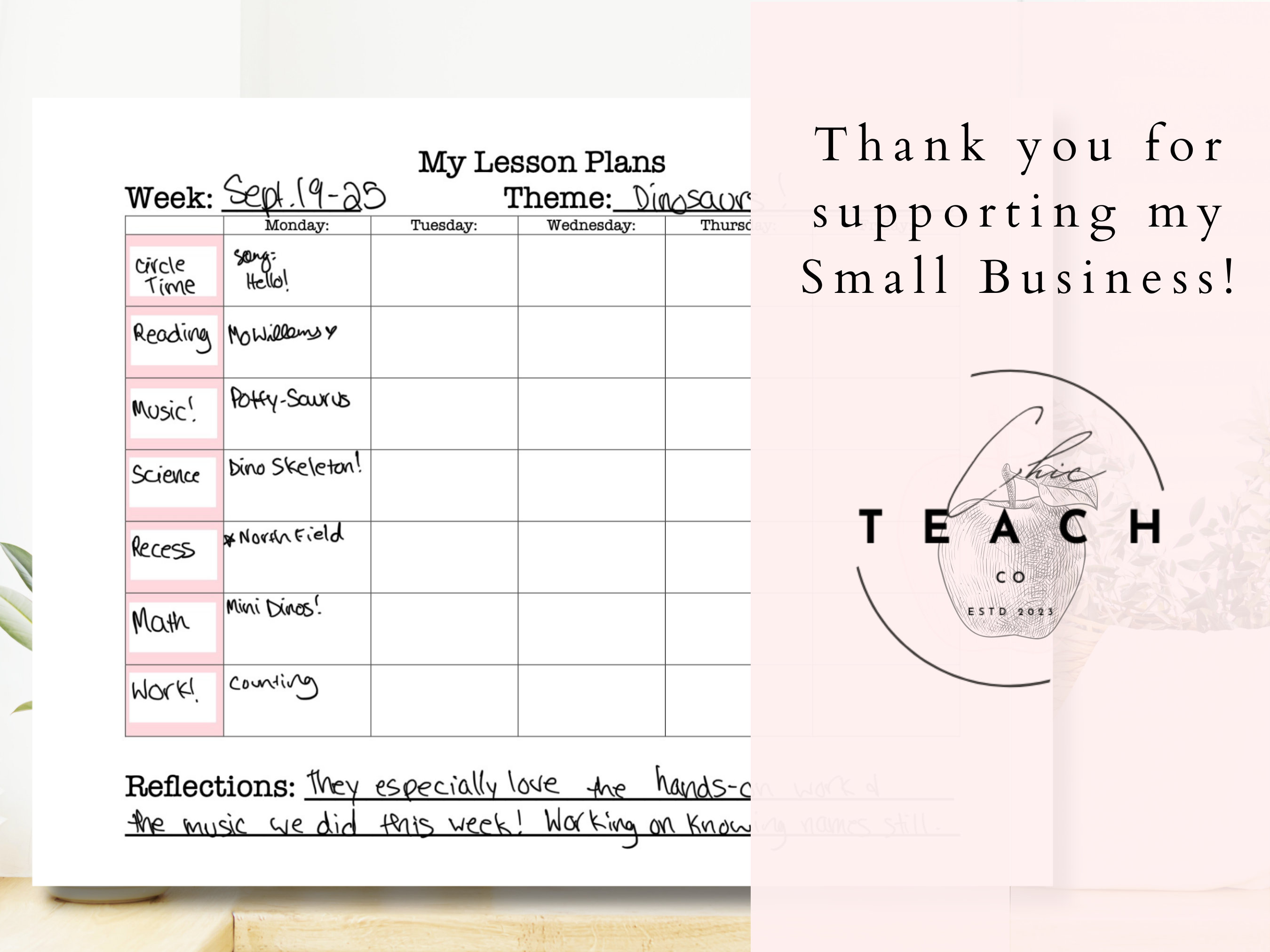 Printable Lesson Plan Template Teacher Homeschool Weekly Teacher Lesson ...