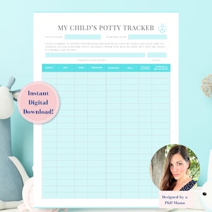 Potty Training Tracker Printable Girl Potty Training Boy Potty Training ...