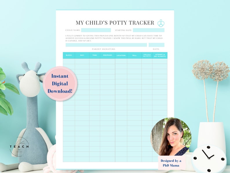 Potty Training Tracker Printable Girl Potty Training Boy Potty Training ...